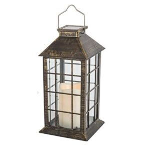 solar powered everlasting glow bronze lanterns with 3" x 4" led candle