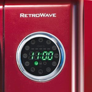 Nostalgia RMO4RR Retro Large 0.9 cu ft, 800-Watt Countertop Microwave Oven, 12 Pre-Programmed Cooking Settings, Digital Clock, Easy Clean Interior, Metallic Red