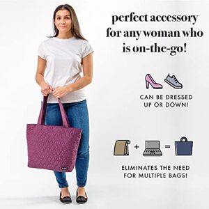 Fit + Fresh Metro Tote, 2-In-1 Laptop Bag for Women, Dual-Compartment Tote Bag with 15" Laptop Section & Insulated Cooler for Lunch, Perfect Work Bag, School Bag, Travel Purse & More, Plum