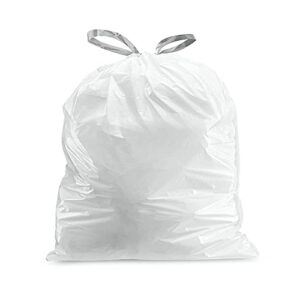 Plasticplace Custom Fit Trash Bags │ simplehuman (x) Code D Compatible (200 Count) │ White Drawstring Garbage Liners 5.3 Gallon / 20 Liter │ 15.75" x 28"