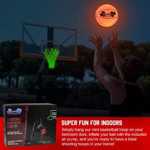 Glow in The Dark Basketball Net Hoop - LED Lighted Smart Basketball Goal with Glowing Hoop Net - Nightime Light Up Glow Hoop Outdoor - Heavy Duty Basketball Air Pump Included