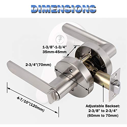 Knobonly Keyed Alike/Combo Keys Entry Door Knobs Lock Set, Modern Heavy Duty Front/Commercial Door Handleset, Satin Nickel Stainless Steel Doorknob Handle 3 Pack