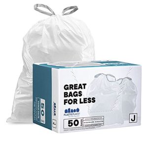 plasticplace trash bags â”‚simplehuman (x) code j compatible ”‚white drawstring garbage liners 10-10.5 gallon / 38-40 liter â”‚ 21" x 28", 50 count (pack of 1)