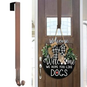 myfolrena wreath hanger adjustable door hanger wreath hanger for front door 15-24inch,over the door wreath hanger, hold up 20lb(bronze-1 pack)