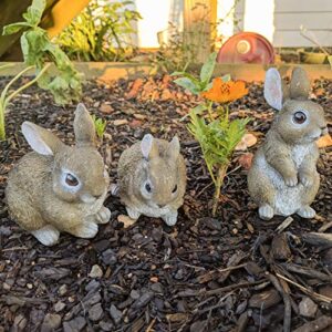 Besti Bunny Statue Yard Garden Decorations (3 Bunnies) | Cute Rabbits Look Great in Any Outdoor Living Space | Small Bunnies Can Also Be Used for Kitchen & Table Decor | 2-7/8 x 4 x 4-1/4 Inches