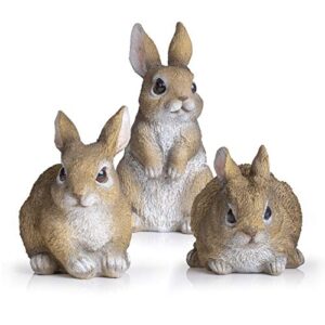 Besti Bunny Statue Yard Garden Decorations (3 Bunnies) | Cute Rabbits Look Great in Any Outdoor Living Space | Small Bunnies Can Also Be Used for Kitchen & Table Decor | 2-7/8 x 4 x 4-1/4 Inches