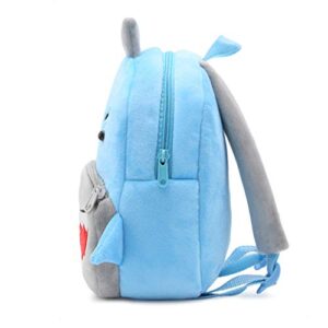 Ladyzone Toddler Backpack Zoo Animals Backpacks Cute Plush Bag Cartoon 10" Preschool Book Bag For 2+ Years Girls Boys (Shark)