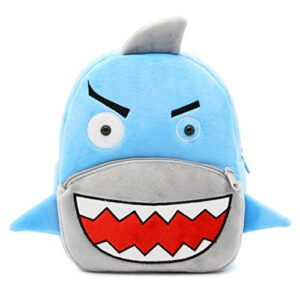 ladyzone toddler backpack zoo animals backpacks cute plush bag cartoon 10" preschool book bag for 2+ years girls boys (shark)