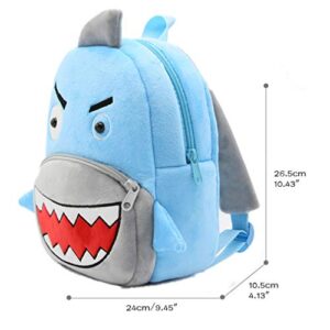 Ladyzone Toddler Backpack Zoo Animals Backpacks Cute Plush Bag Cartoon 10" Preschool Book Bag For 2+ Years Girls Boys (Shark)