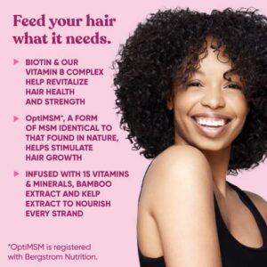 Vibrance Hair Growth Vitamins for Women – Grow Hair Faster, Healthier, and Stronger with Potent MultiBlend of Biotin & OptiMSM – Supports Thicker, Shinier Hair & Regrowth – 60 Vegetarian Soft Capsules