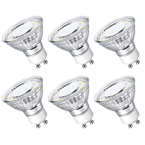 LE GU10 LED Light Bulbs Non-Dimmable, 2700K Soft Warm Light GU10 Bulb Replacement for Recessed Track Lighting, 4W LED Bulbs with 100°Flood Beam for Kitchen, Range Hood, Living Room, Bedroom, 6 Pack