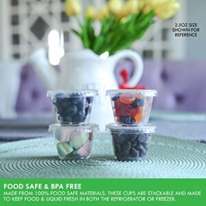 Galashield [100 Sets] 5.5 oz Small Plastic Containers with Lids, Jello Shot Cups with Lids, Disposable Portion Cups, Condiment Containers with Lids, Souffle Cups for Sauce and Dressing