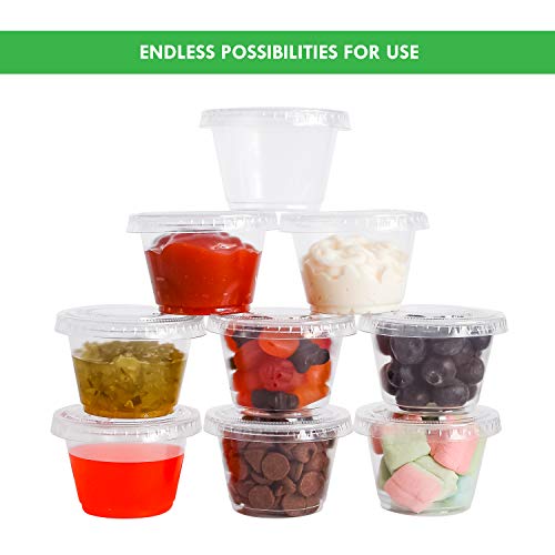 Galashield [100 Sets] 5.5 oz Small Plastic Containers with Lids, Jello Shot Cups with Lids, Disposable Portion Cups, Condiment Containers with Lids, Souffle Cups for Sauce and Dressing