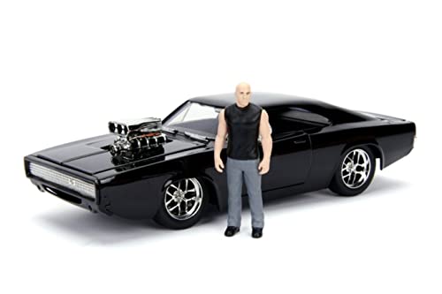 Jada Toys Fast & Furious Dom & Dodge Charger R/T, 1:24 Scale Build n' Collect Die-Cast Model Kit with 2.75" Die-Cast Figure, Black