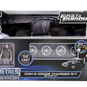 Jada Toys Fast & Furious Dom & Dodge Charger R/T, 1:24 Scale Build n' Collect Die-Cast Model Kit with 2.75" Die-Cast Figure, Black