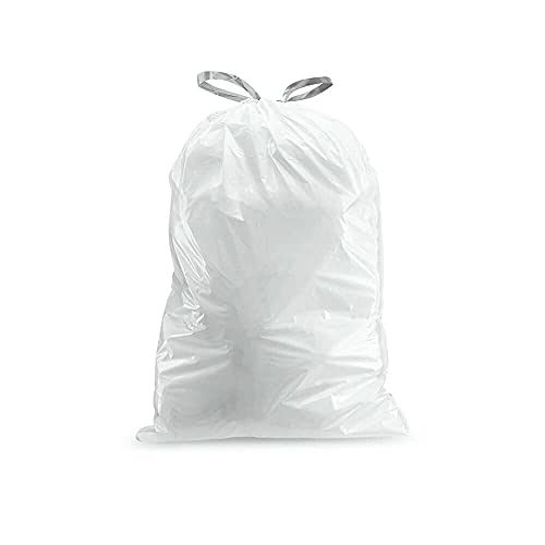 Plasticplace simplehuman (x) Code N Compatible Drawstring Garbage Liners 12-13 Gallon / 45-50 Liter │ 22.75" x 31.5", 50 Count, White