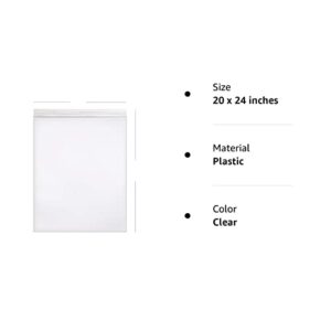 AM-Ink 50-Pcs 20x24 Poly Self Sealing Storage Reclosable Resealable Clear Plastic Bags 2 MIL