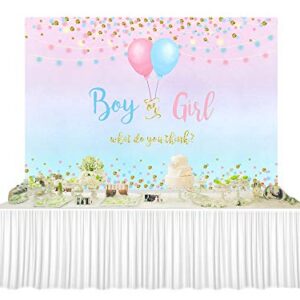 Boy or Girl Gender Reveal Backdrop Blue Pink Dots Balloon Photography Background 7x5ft Vinyl Gender Reveal Baby Shower Party Banner Backdrops W-1860