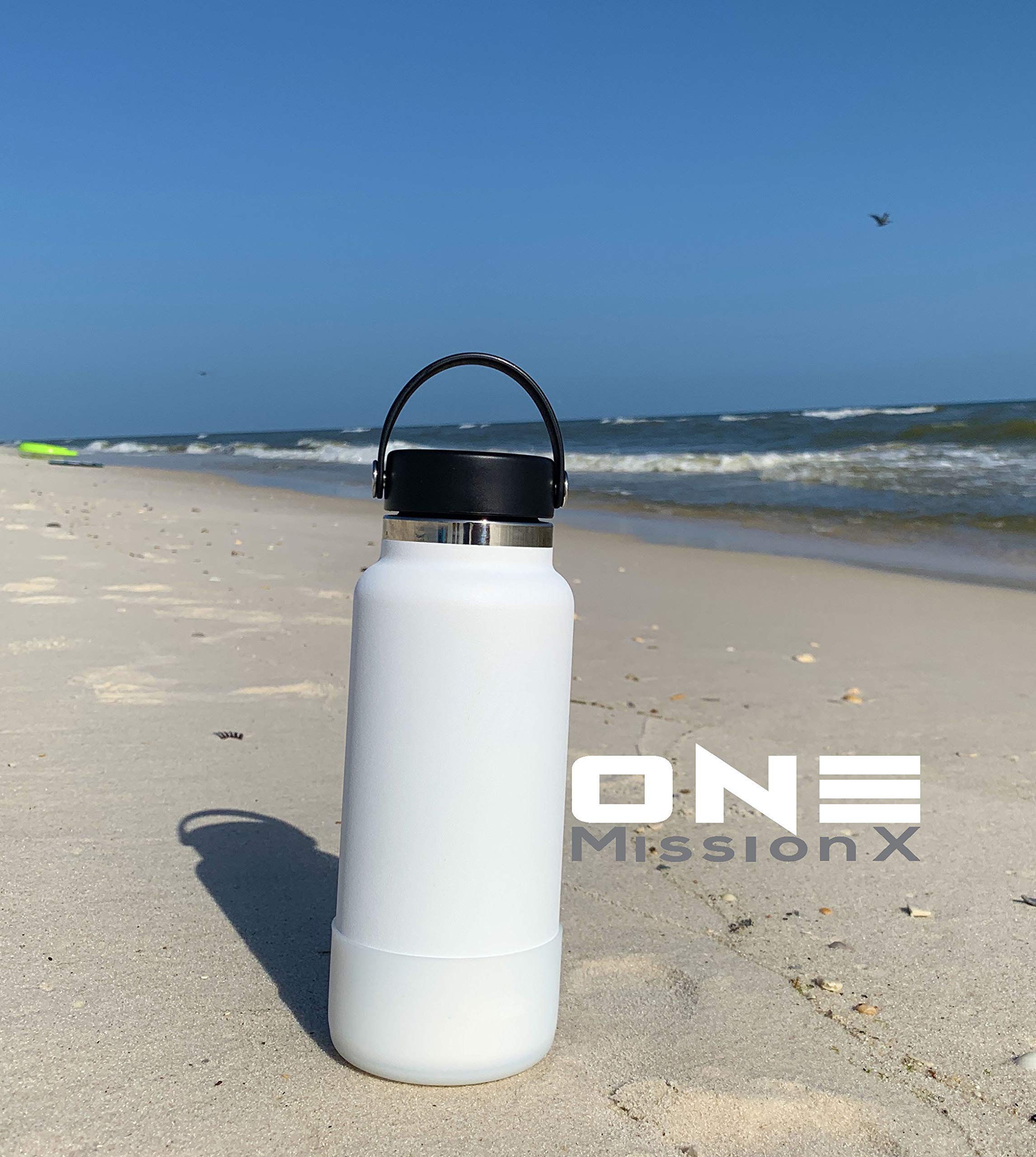 One MissionX Protective Boot Sleeve for Hydro Flask - Stanley Quencher & IceFlow Tumbler - Also for Similar Bottles, BPA Free Silicone (Fits Hydro 12-24oz/Stanley 40oz Quencher, White Clear)