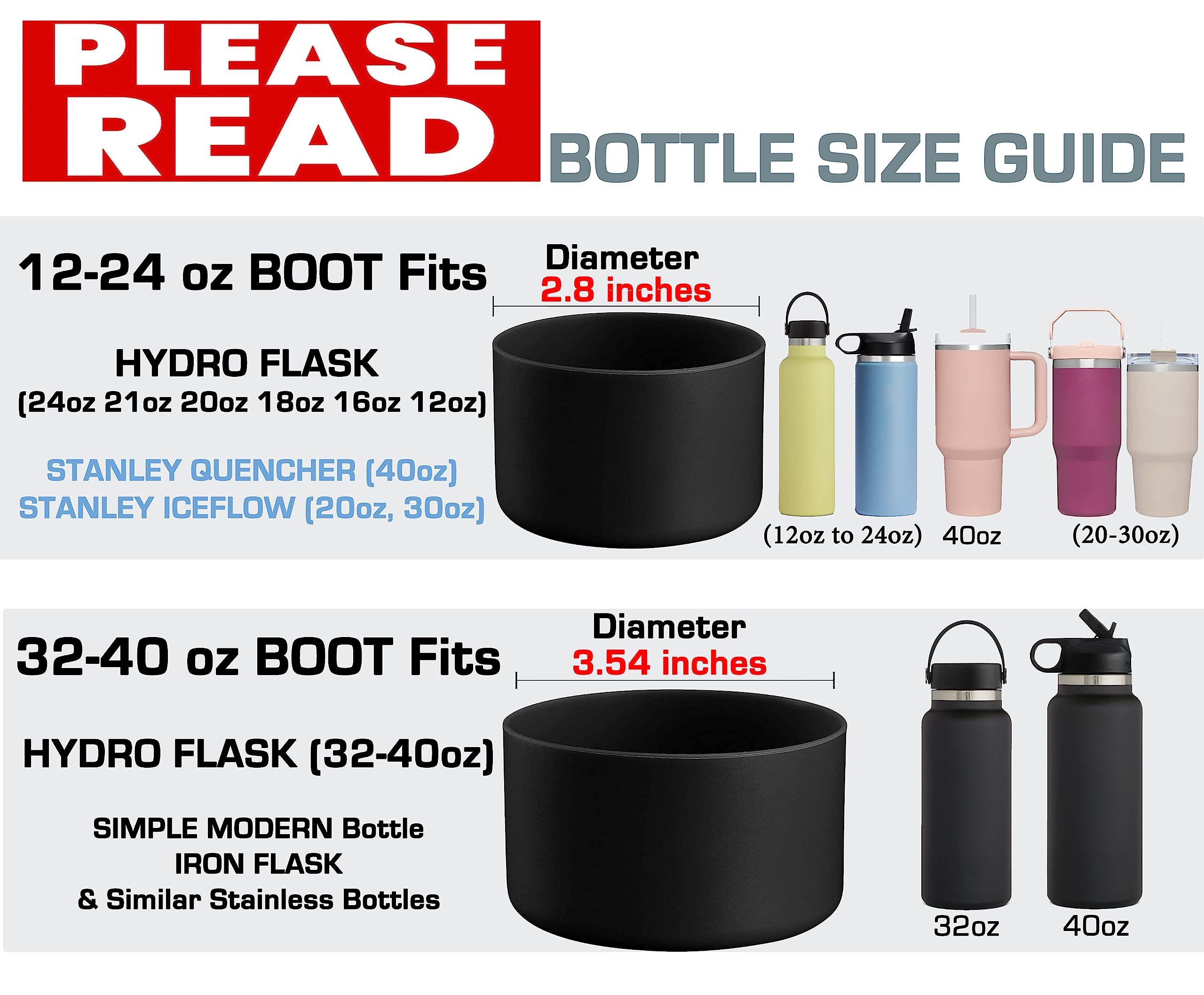 One MissionX Protective Boot Sleeve for Hydro Flask - Stanley Quencher & IceFlow Tumbler - Also for Similar Bottles, BPA Free Silicone (Fits Hydro 12-24oz/Stanley 40oz Quencher, White Clear)