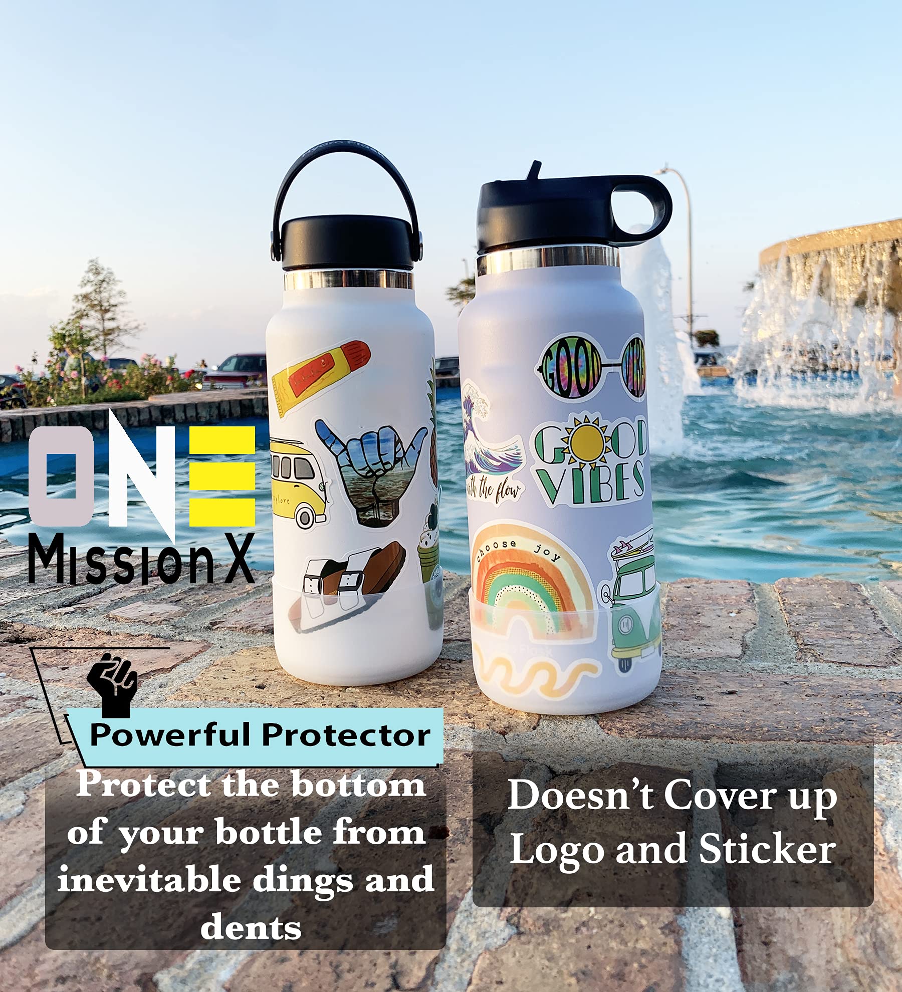 One MissionX Protective Boot Sleeve for Hydro Flask - Stanley Quencher & IceFlow Tumbler - Also for Similar Bottles, BPA Free Silicone (Fits Hydro 12-24oz/Stanley 40oz Quencher, White Clear)