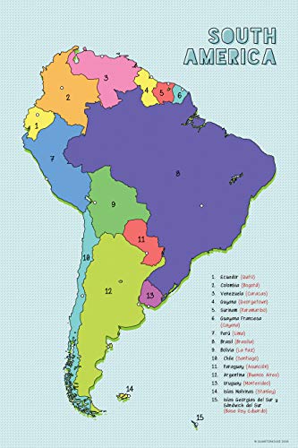 Quarterhouse Spanish Language Country Maps for the Classroom - Spain, Mexico, Central America/Caribbean, & South America Poster Set, Spanish Classroom Learning Materials for K-12 Students and Teachers, Set of 4, 12 x 18 Inches, Extra Durable