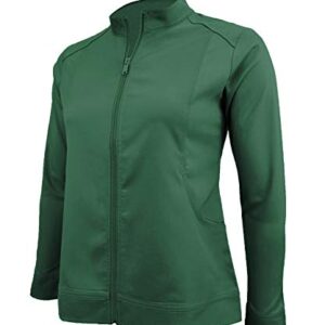 Natural Uniforms M&M Scrubs Women's Ultra Soft Front Zip Warm-Up Scrub Jacket (Medium, Hunter Green)