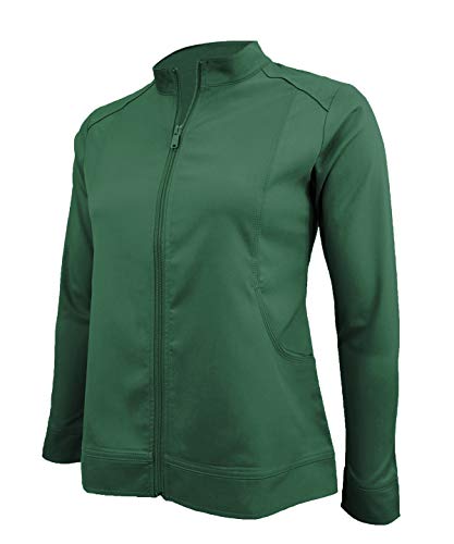 Natural Uniforms M&M Scrubs Women's Ultra Soft Front Zip Warm-Up Scrub Jacket (Medium, Hunter Green)