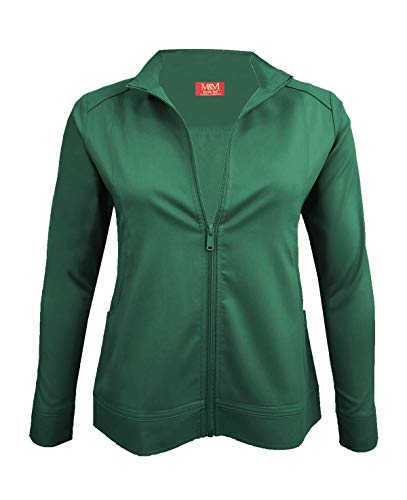 Natural Uniforms M&M Scrubs Women's Ultra Soft Front Zip Warm-Up Scrub Jacket (Medium, Hunter Green)