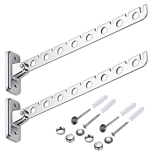 Sumnacon 12" Stainless Steel Clothes Hanger Rack, 2 Pcs Wall Mounted Folding Garment Hooks, Space Saver Clothing and Closet Rod Storage Organizer for Laundry Room Bedroom Bathroom Kitchen