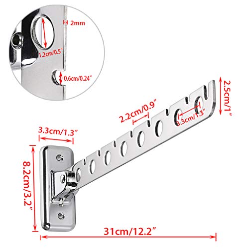 Sumnacon 12" Stainless Steel Clothes Hanger Rack, 2 Pcs Wall Mounted Folding Garment Hooks, Space Saver Clothing and Closet Rod Storage Organizer for Laundry Room Bedroom Bathroom Kitchen