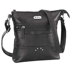 fox valley traders b.amici francesca rfid lockport crossbody bag, rfid lining, adjustable straps, black