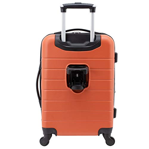 Wrangler Smart Luggage Set with Cup Holder and USB Port, Burnt Orange, 20inch,24inch,28inch