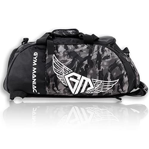 Gym Maniac Gym Bag with Shoe Compartment for Men and Women - Versatile Design Doubles as a Duffle, Backpack, Overnight and Crossbody - Workout Gear and Sports Accessories - Football, Cheer, Wrestling