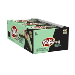 kit kat duos mint creme and dark chocolate king size wafer candy, individually wrapped, bulk, 3 oz bars (24 count)