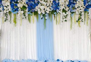 baocicco polyester 5x3ft blue white flowers leaves hangings backdrop floral decor photography background blue white curtain wedding ceremony valentine's day wallpaper decor photo props