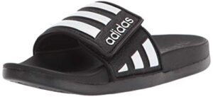 adidas unisex child adilette comfort adjustable slide, black, 4 big kid us