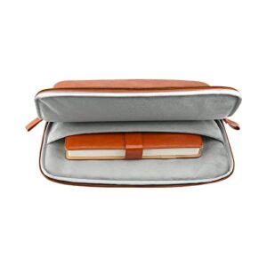 MOSISO Laptop Sleeve Bag Compatible with MacBook Air/Pro, 13-13.3 inch Notebook, Compatible with MacBook Pro 14 inch 2023-2021 M2 A2779 A2442 M1, PU Leather Padded Bag Waterproof Case, Brown