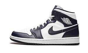 jordan air 1 mid (white/metallic gold-obsidian 10)