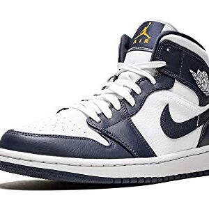 Jordan Air 1 Mid (White/Metallic Gold-Obsidian 10)