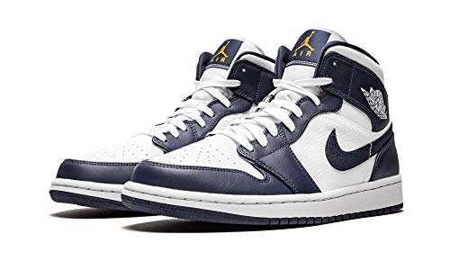 Jordan Air 1 Mid (White/Metallic Gold-Obsidian 10)