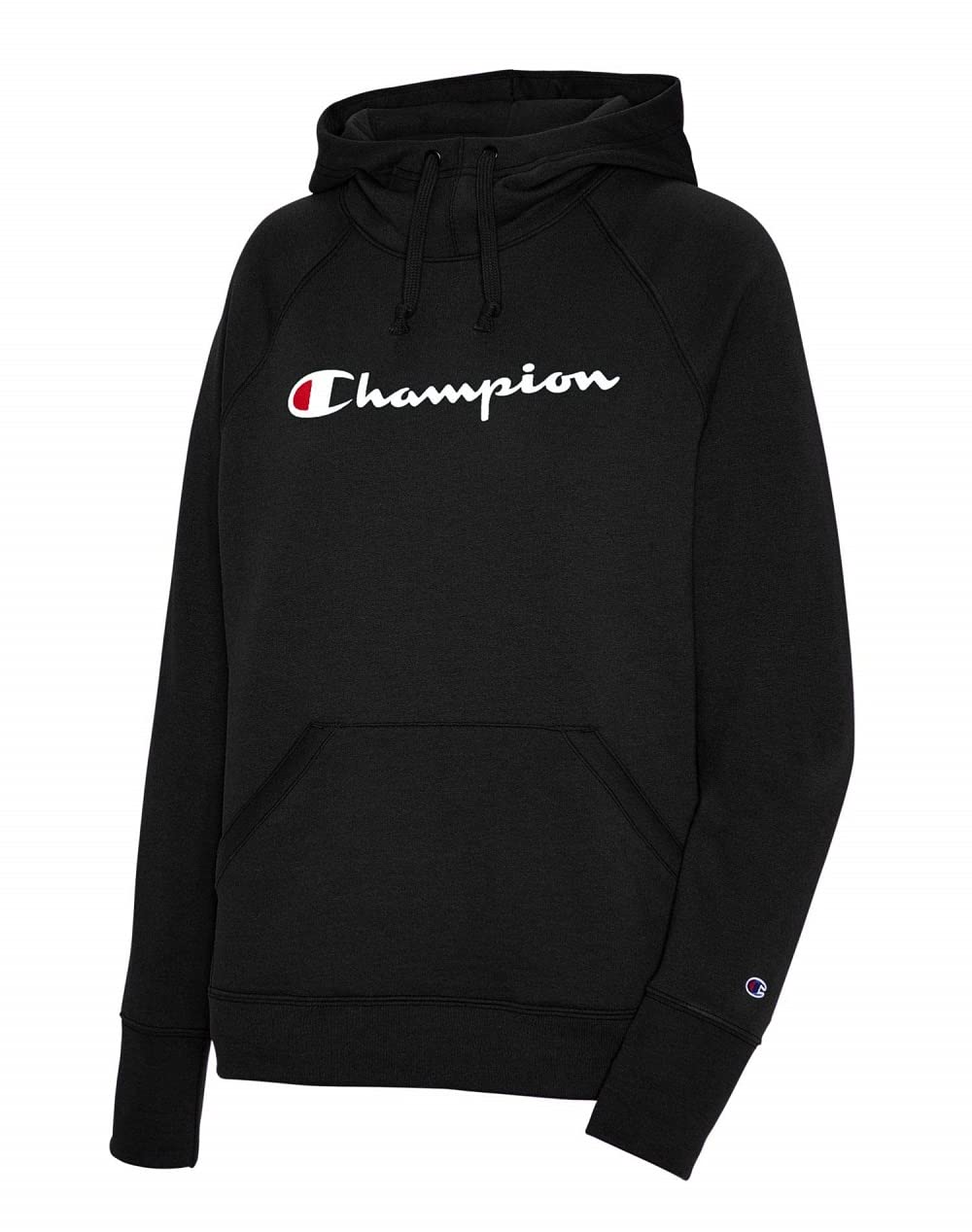 Champion womens Classic Script Logo, Powerblend Fleece Hoodie Hooded Sweatshirt, Black-y08113, Medium US