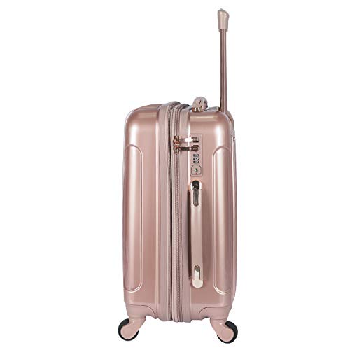 kensie Women's Alma Hardside Spinner Luggage,Expandable, Rose Gold, 3 Piece Set (20/24/28)