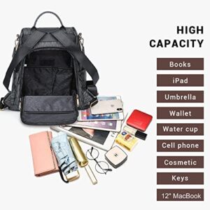 MKP COLLECTION Women Fashion Backpack Purse Multi Pockets Anti-Theft Rucksack Travel Shoulder Bag Handbag Set 2pcs