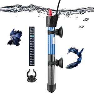 hitop 50w/100w/300w adjustable aquarium heater, submersible glass water heater for 5 – 70 gallon fish tank (50w for 5-15 gallon)