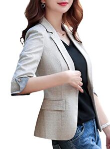 susielady womens notched lapel pocket single button casual work office blazer jacket slim fit blazer for business lady