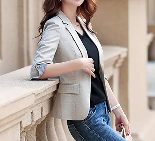 SUSIELADY Womens Notched Lapel Pocket Single Button Casual Work Office Blazer Jacket Slim Fit Blazer for Business Lady