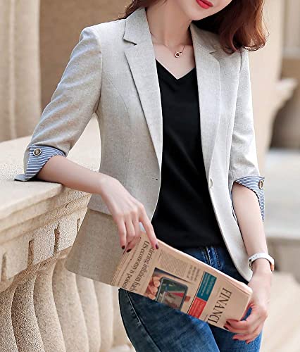 SUSIELADY Womens Notched Lapel Pocket Single Button Casual Work Office Blazer Jacket Slim Fit Blazer for Business Lady