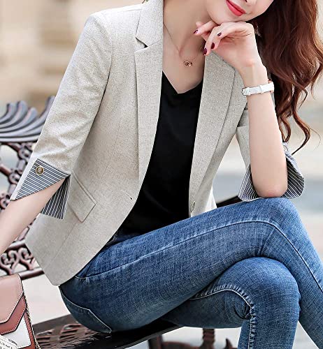 SUSIELADY Womens Notched Lapel Pocket Single Button Casual Work Office Blazer Jacket Slim Fit Blazer for Business Lady