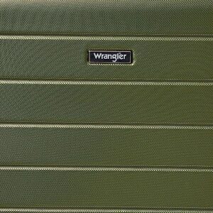 Wrangler Smart Luggage Set with Cup Holder and USB Port, Olive Green, 20-Inch Carry-On